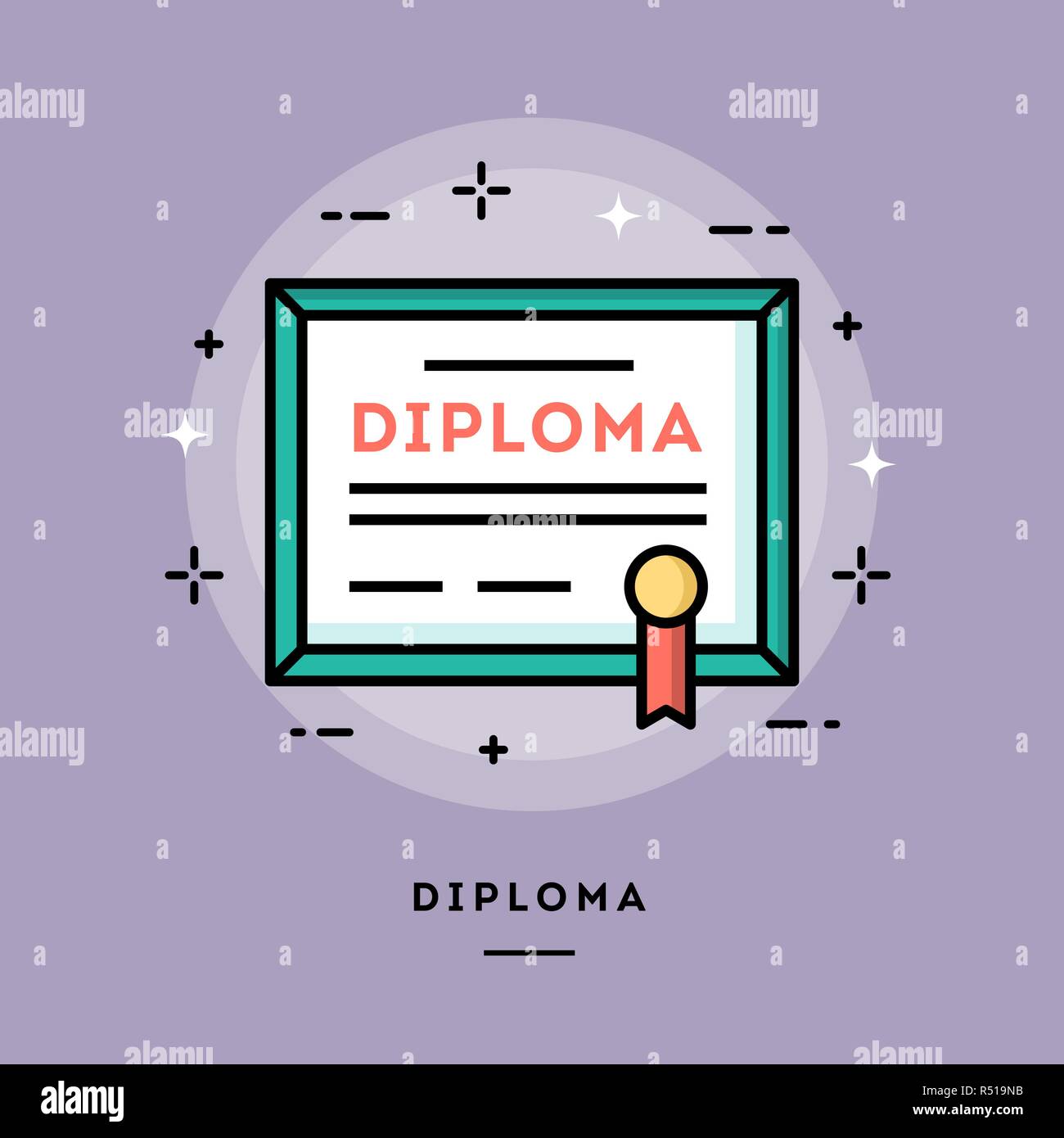 Diploma, flat design thin line banner Stock Vector Image & Art - Alamy