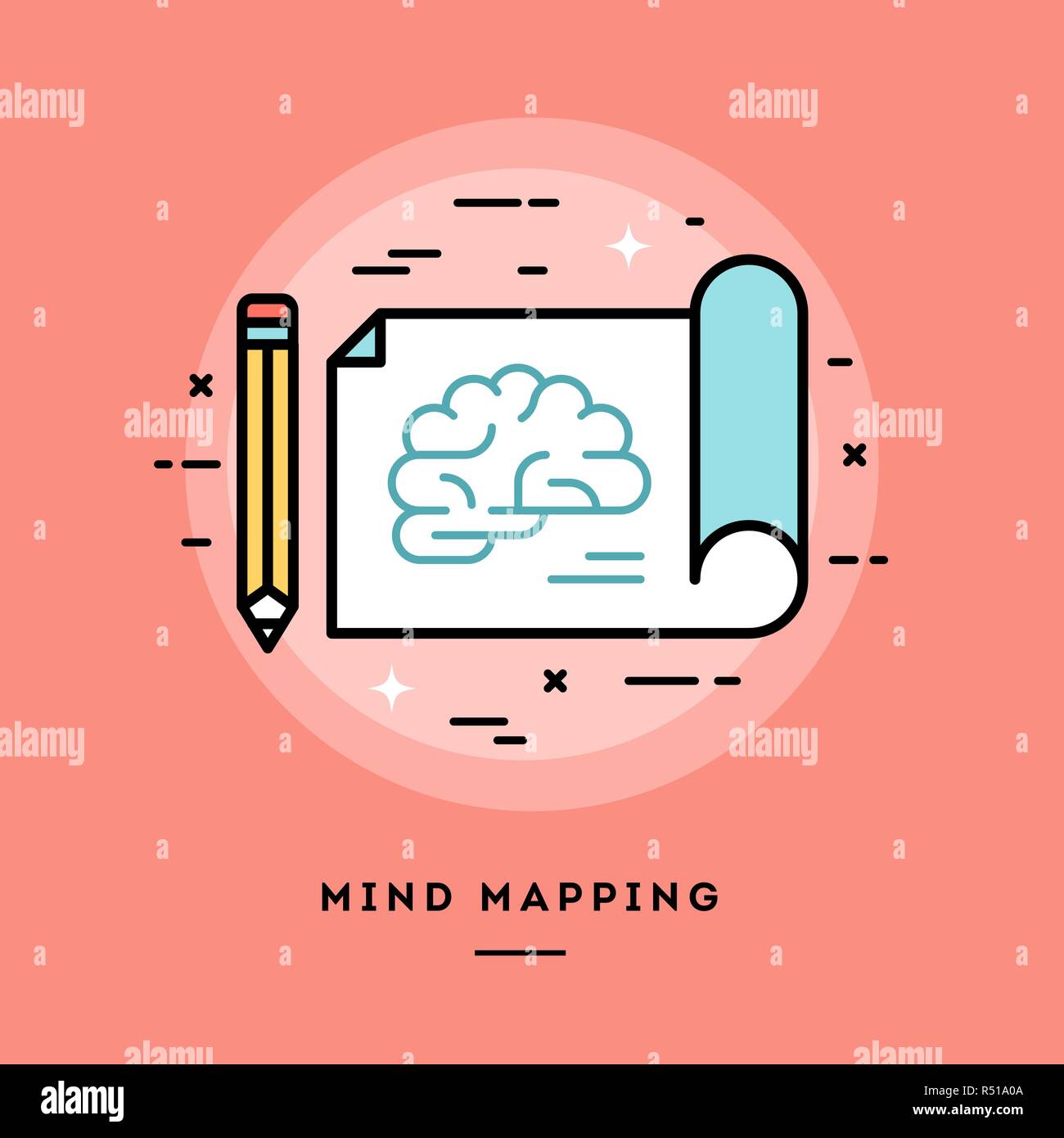 Mind mapping, flat design thin line banner Stock Vector Image & Art - Alamy