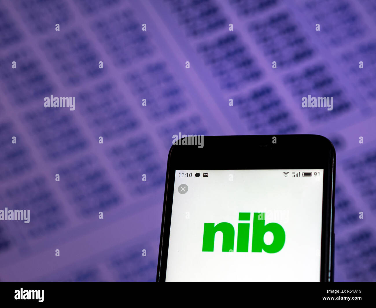 nib Health Funds Insurance company logo seen displayed on smart phone ...