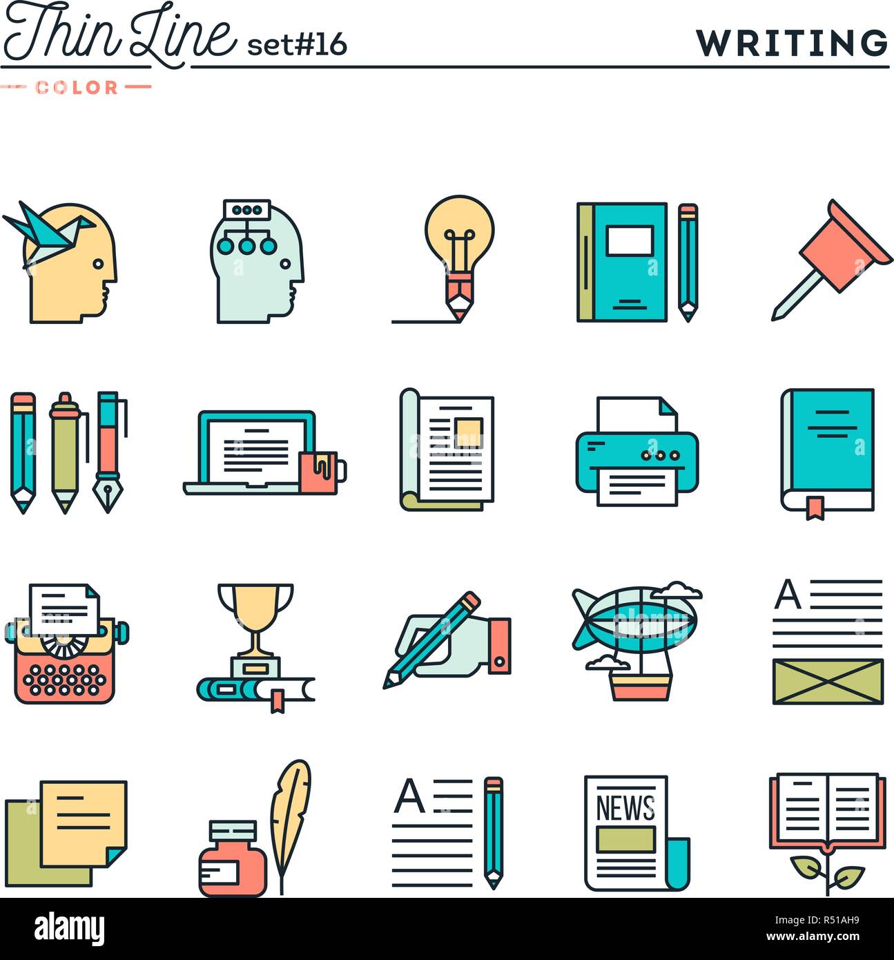 Writing, blogging, best seller book, storytelling and more, thin line ...