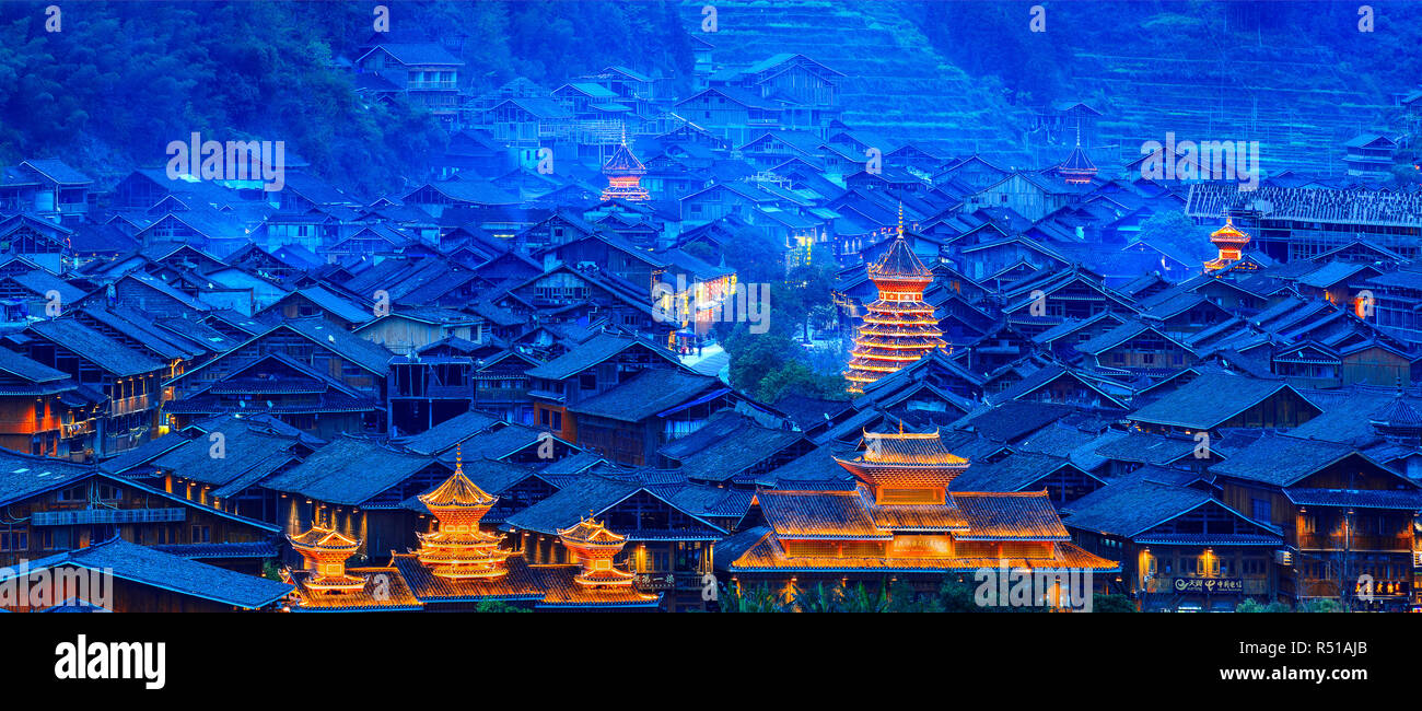 Zhaoxing village at night hi-res stock photography and images - Alamy