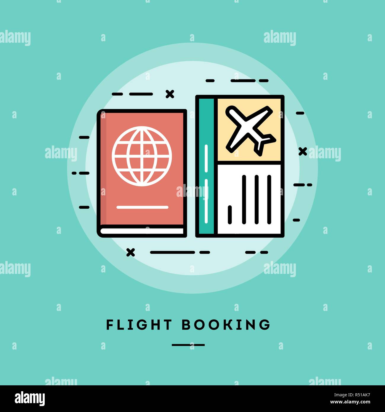 Flight booking, flat design thin line banner Stock Vector Image & Art ...