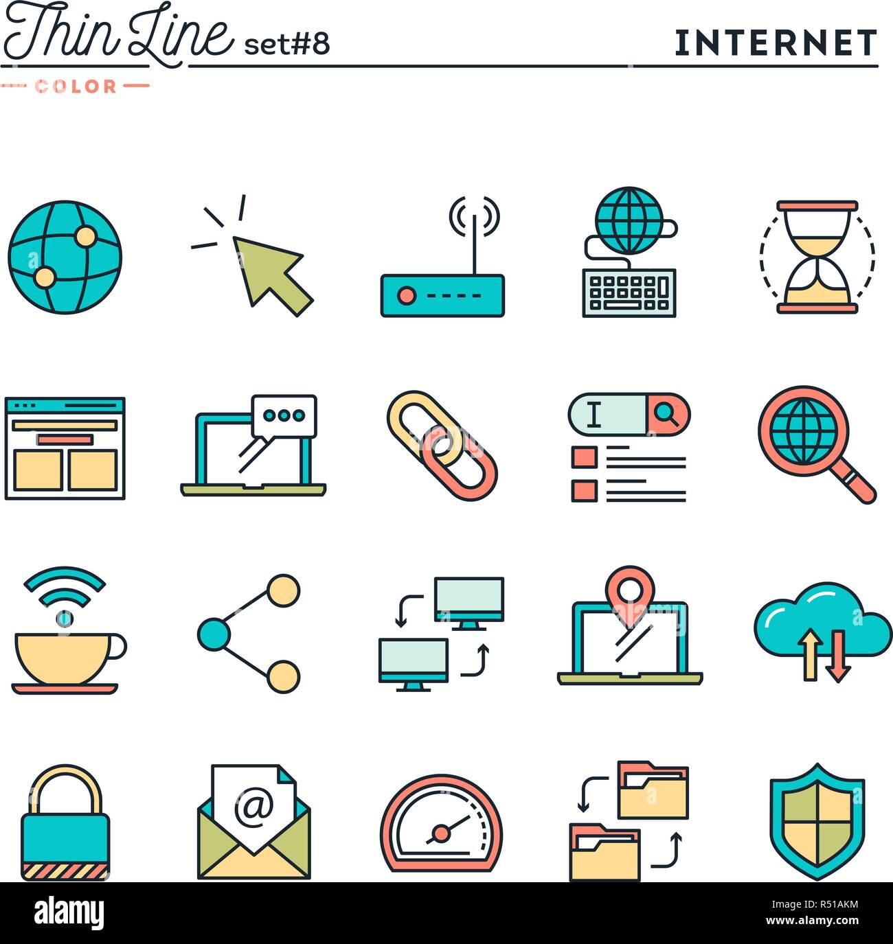 Thin line icons cursor arrow hi-res stock photography and images - Alamy