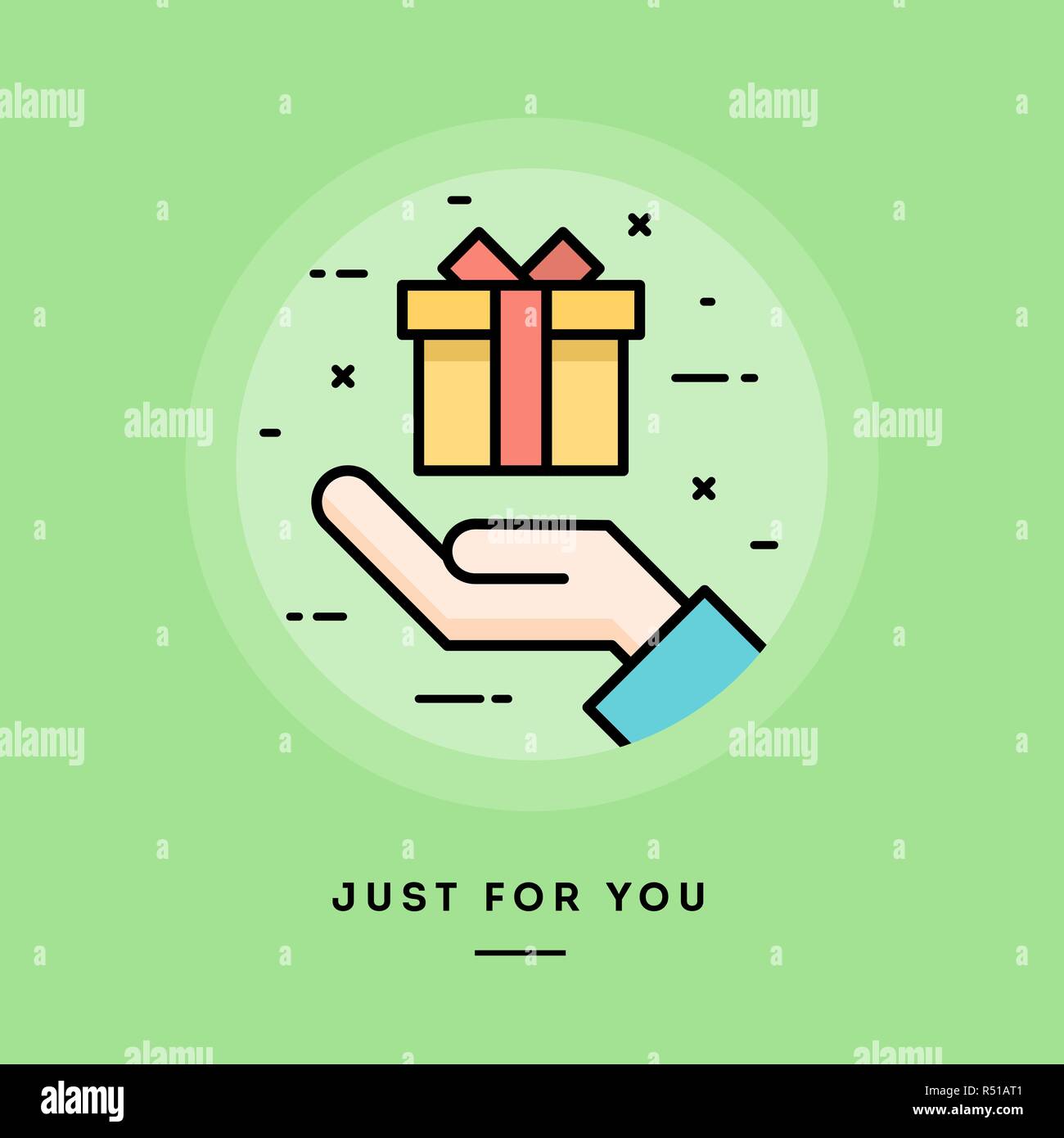 Hand holding a gift box, flat design thin line banner Stock Vector ...