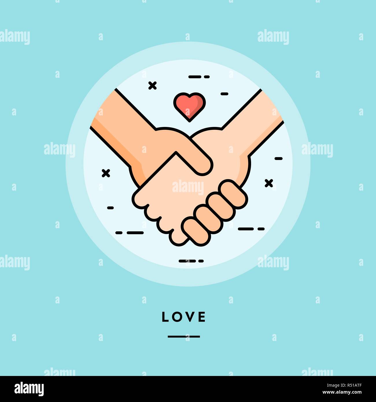 Couple holding hands, flat design thin line banner Stock Vector Image ...