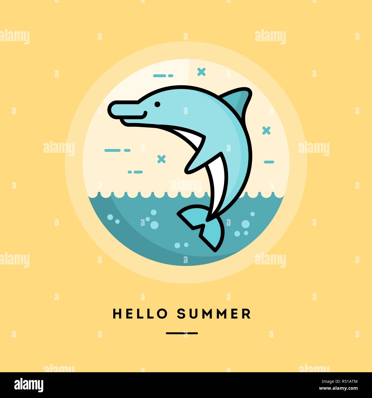Hello summer, flat design thin line banner Stock Vector Image & Art - Alamy