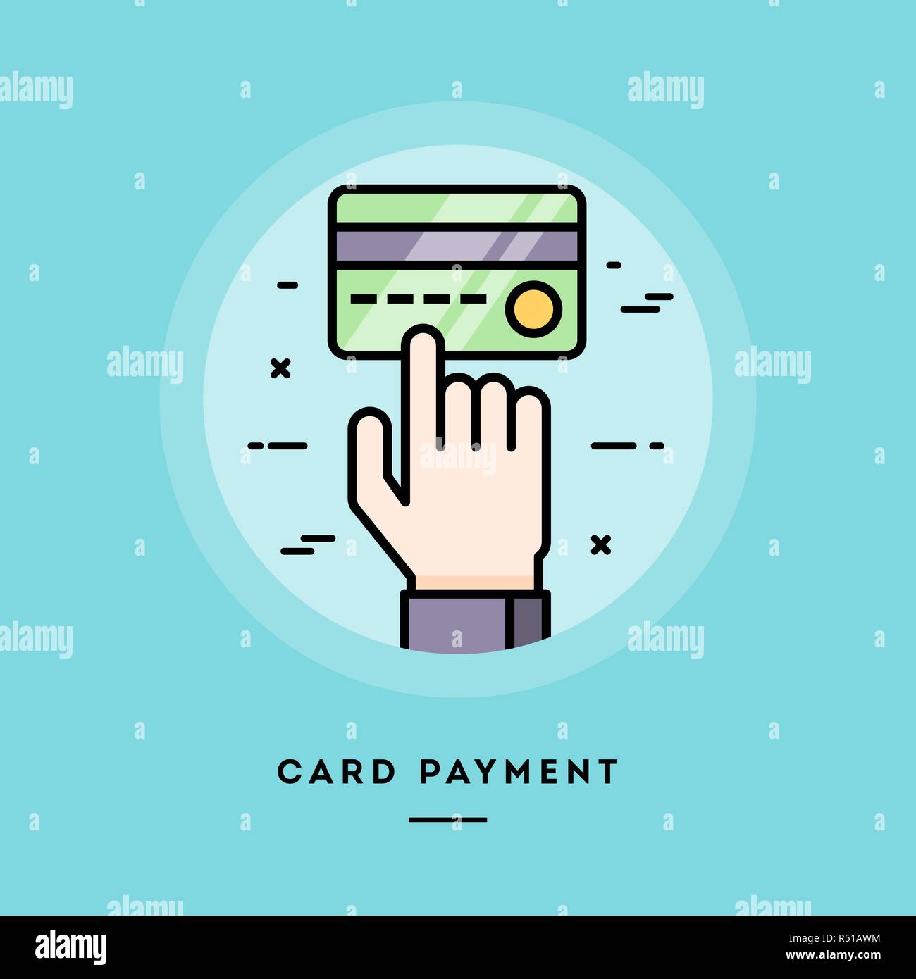 Card payment, flat design thin line banner Stock Vector Image & Art - Alamy