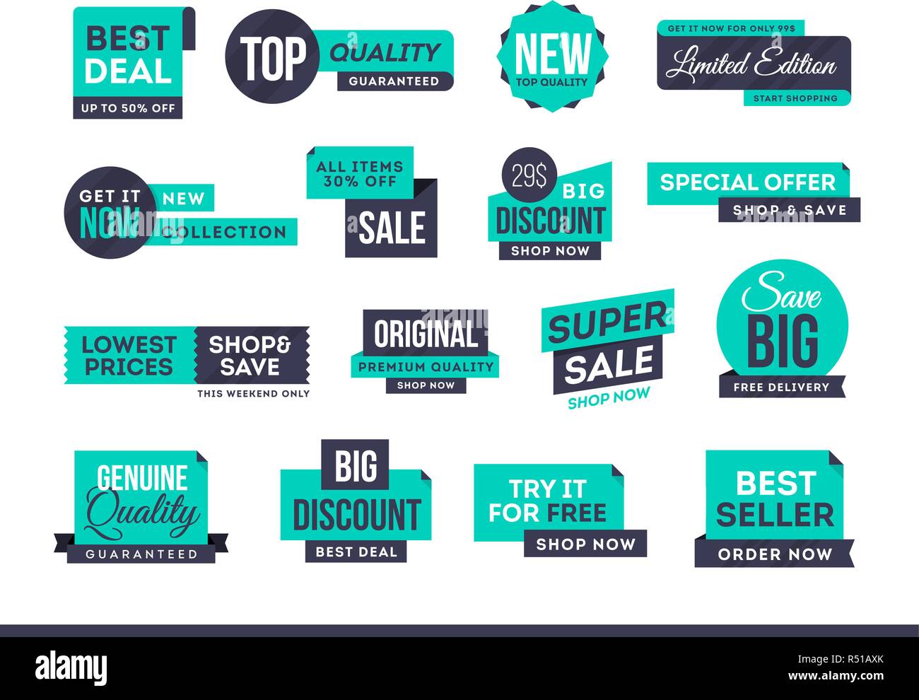 Set of promotional badges and sale tags, modern design Stock Vector ...