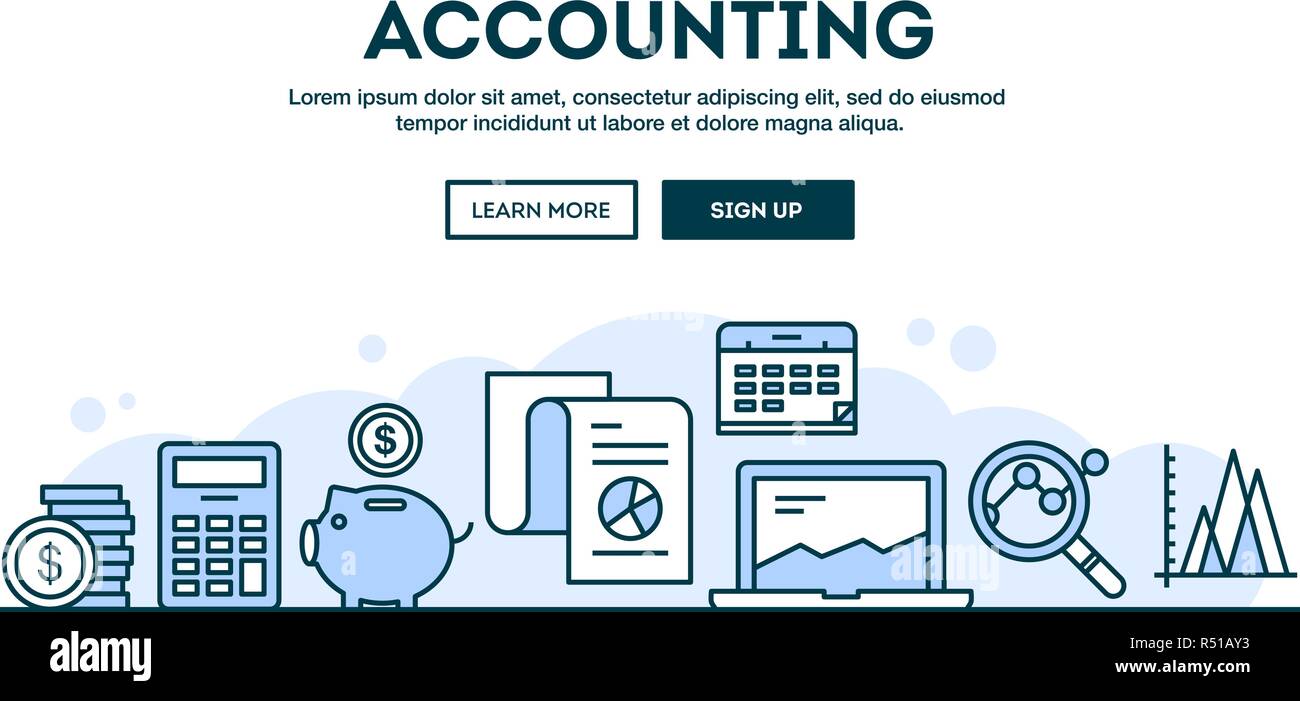 Accounting, concept header, flat design thin line style Stock Vector ...