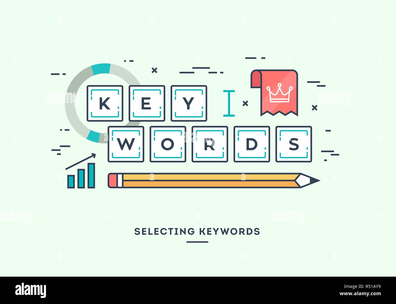 Selecting keywords for your website, digital marketing concept Stock ...