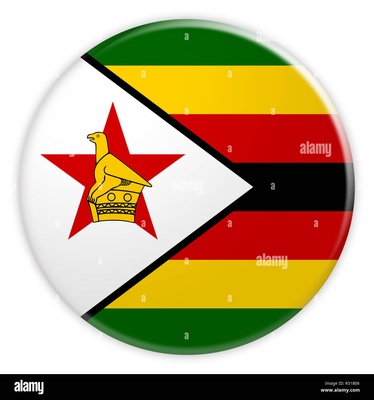 Zimbabwe Flag Button, News Concept Badge, 3d illustration on white ...
