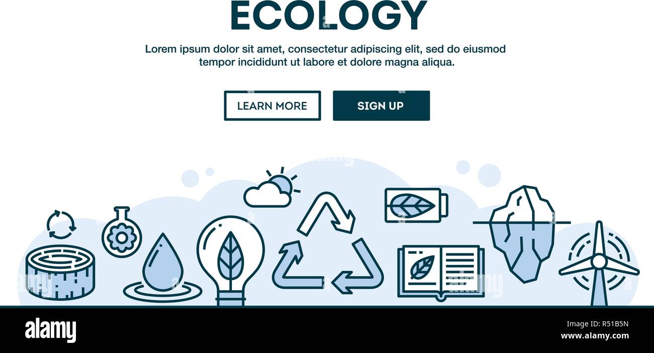 Ecology, recycling, environment, sustainability, concept header, flat ...