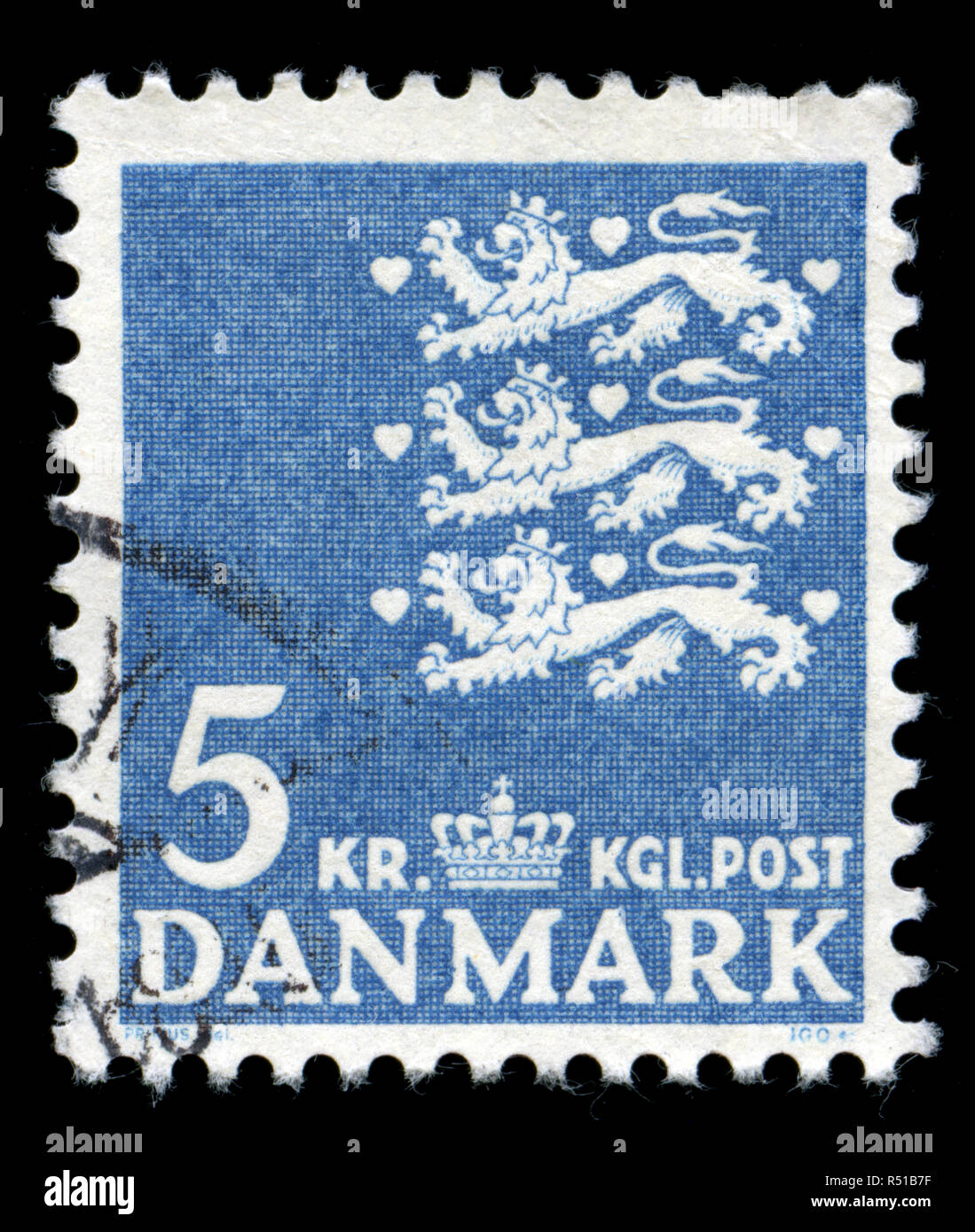Postmarked stamp from the Denmark in the Small Coat of arms series ...