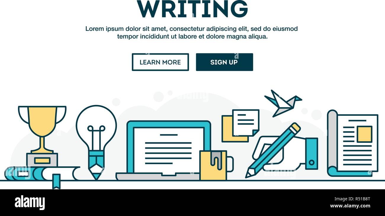 Writing Colorful Concept Header Flat Design Thin Line Style Stock Vector Image And Art Alamy