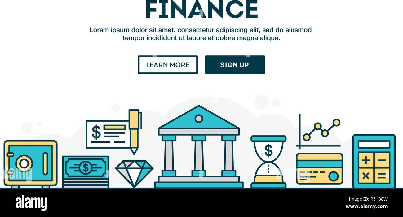 Finance Colorful Concept Header Flat Design Thin Line Style Stock Vector Image And Art Alamy