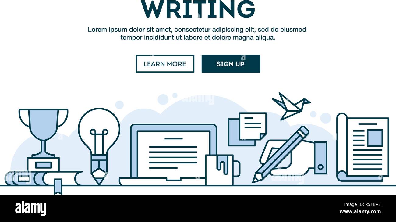 Writing Concept Header Flat Design Thin Line Style Stock Vector Image And Art Alamy