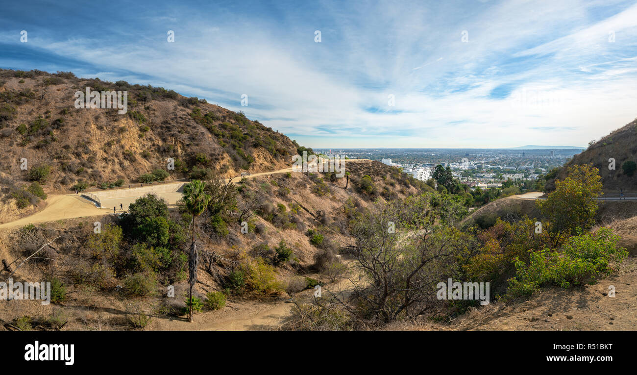 Los Angeles and Hollywood Hills, view from Runyon Canyon Park, Los ...