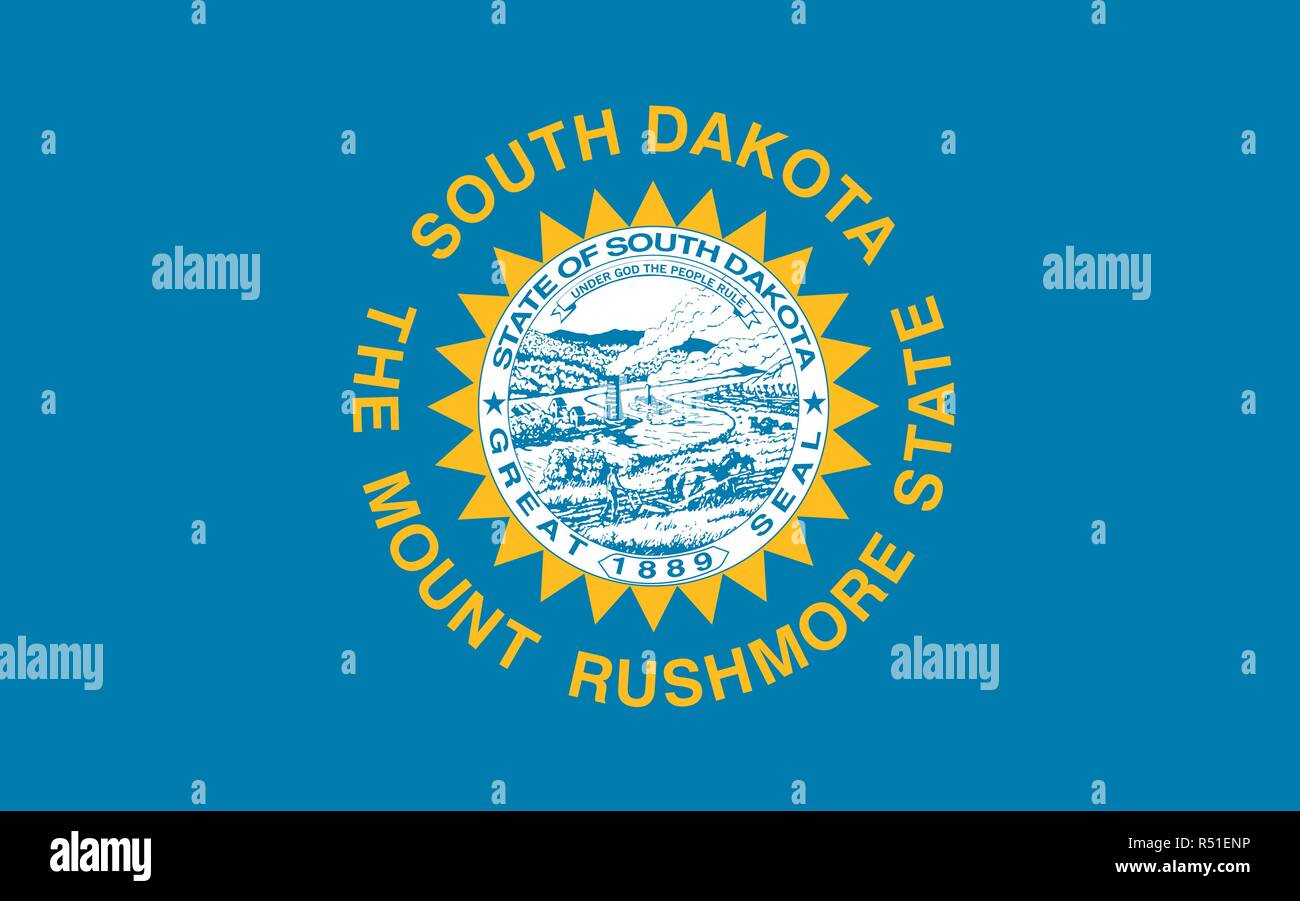 South Dakota flag. The Mount Rushmore state. Vector illustration ...