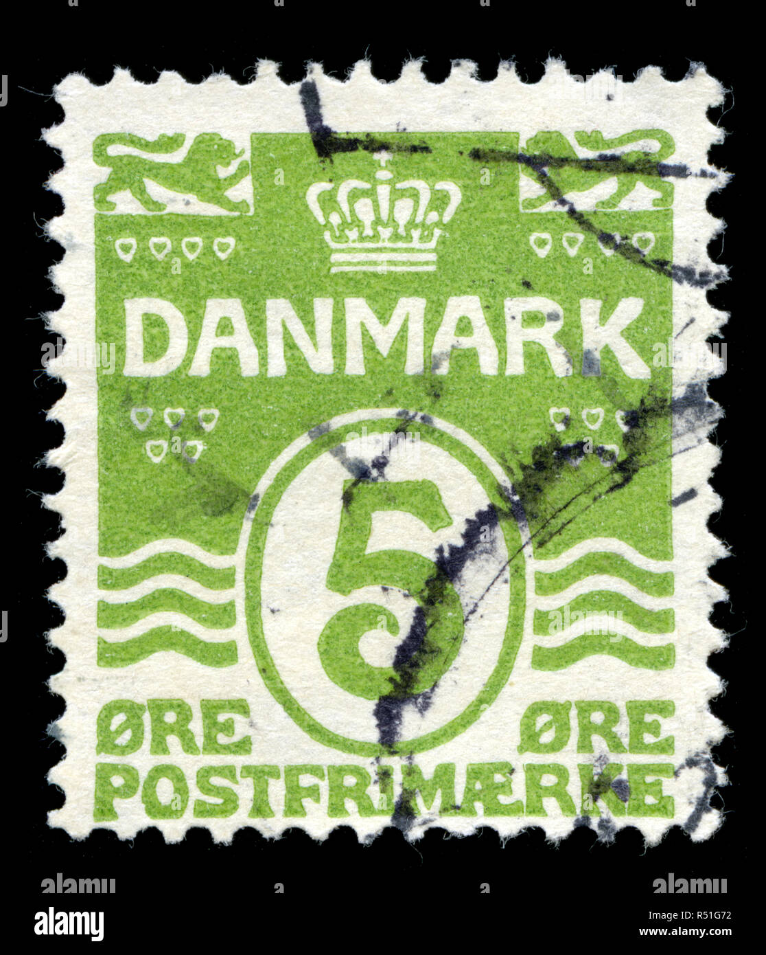 Postage stamp from Denmark in the Wavy Lines (With Hearts / Solid ...