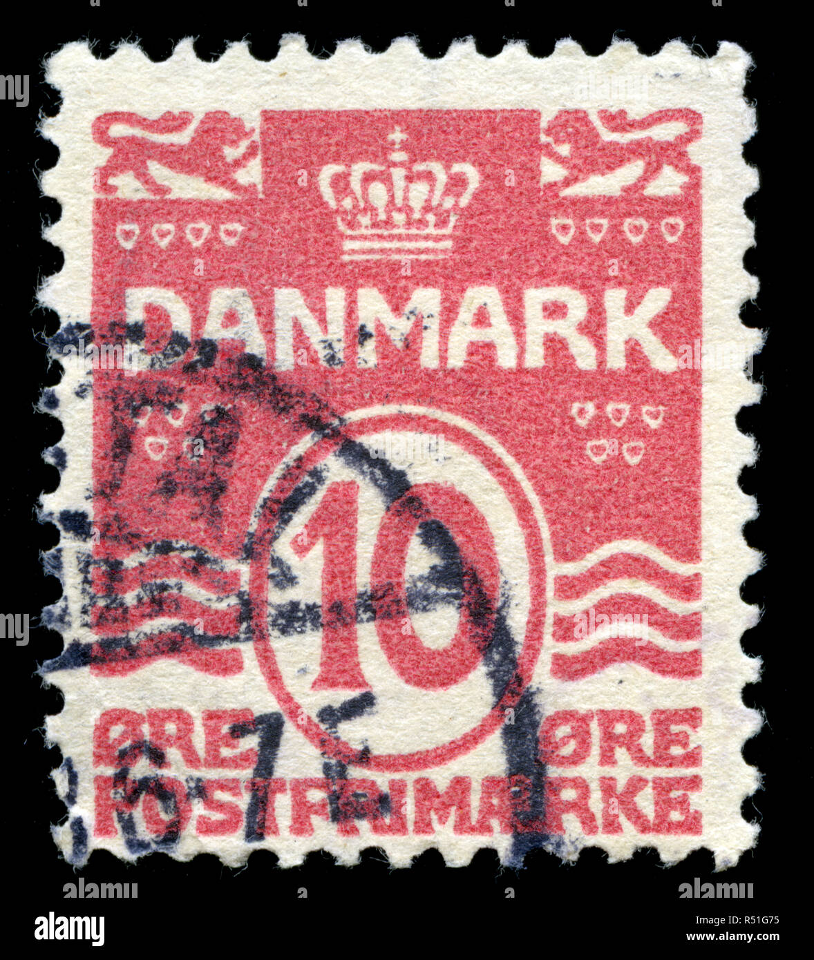 Postage stamp from Denmark in the Wavy Lines (With Hearts / Solid ...