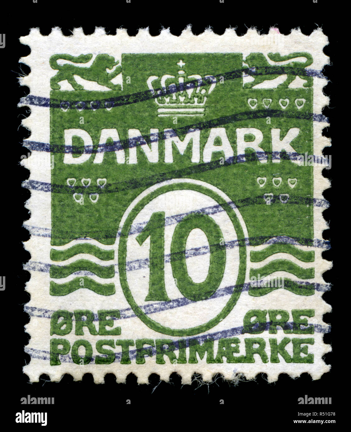 Postage stamp from Denmark in the Wavy Lines (With Hearts / Solid ...