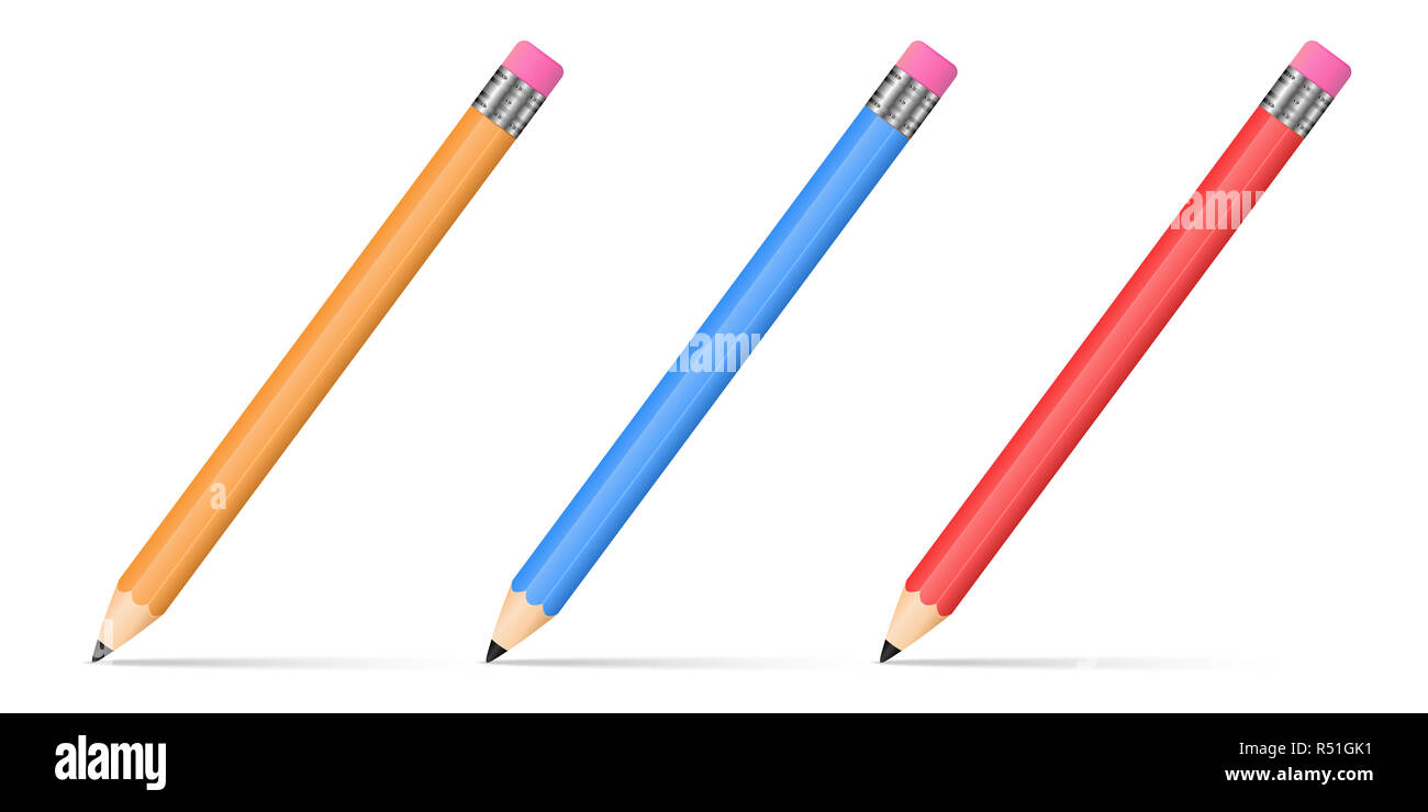 three colored pencils Stock Photo - Alamy