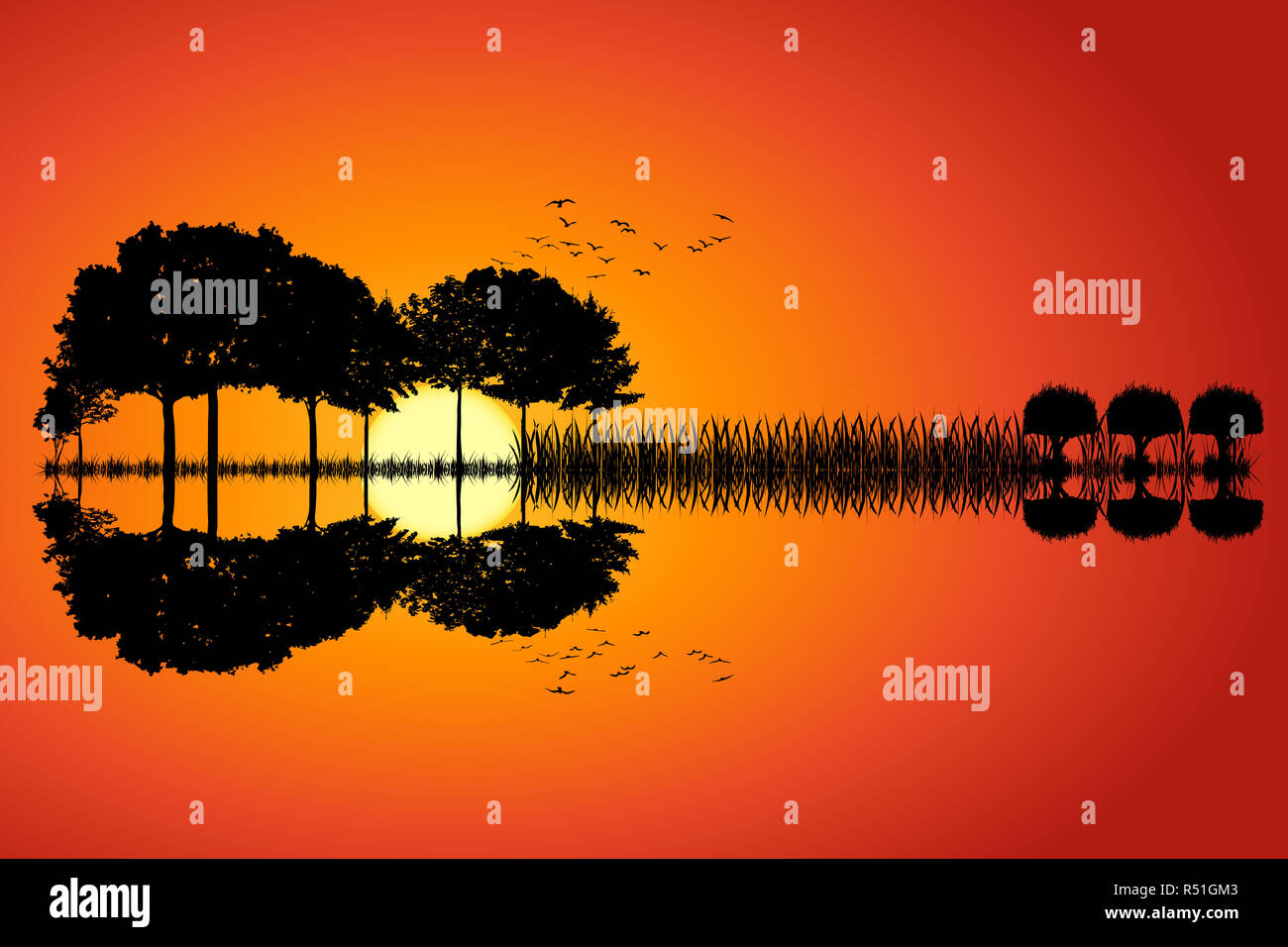 guitar island sunset Stock Photo - Alamy