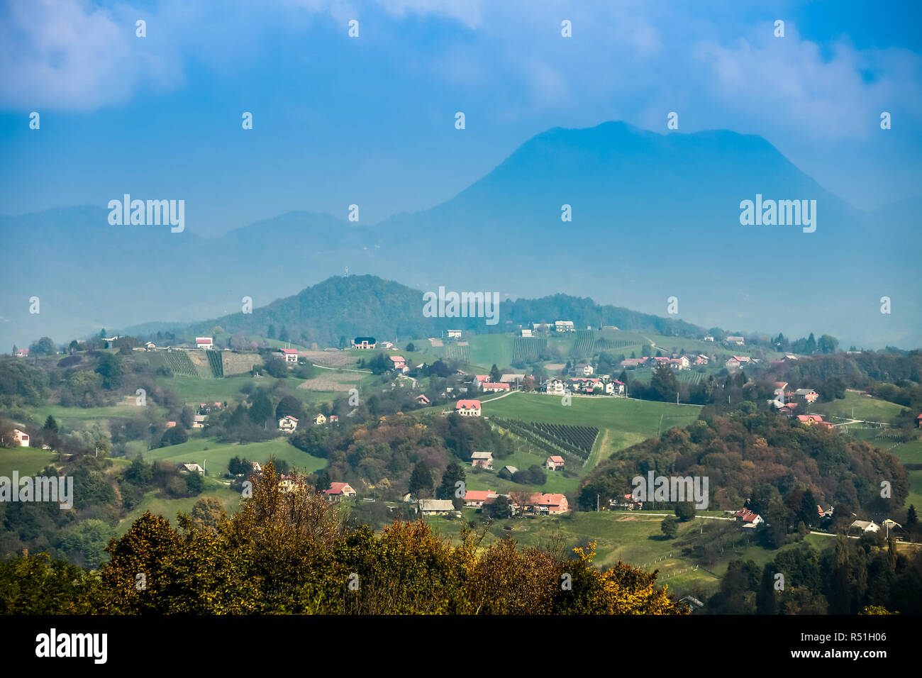 A view of the hills and villages in Zagorje, Croatia Stock Photo - Alamy