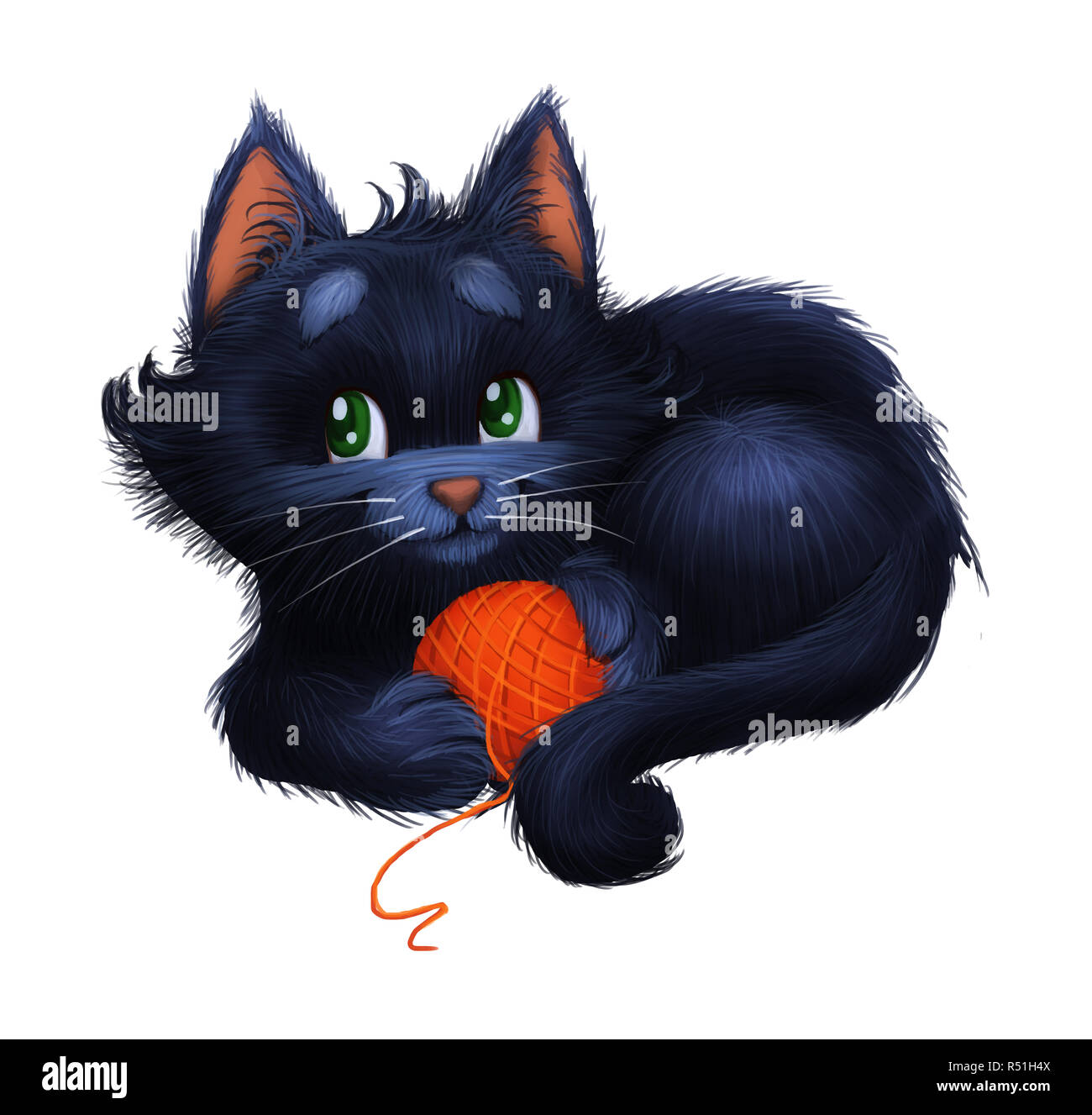 Cute Little Happy Furry Kitten - Cartoon Animal Character Mascot Lying ...