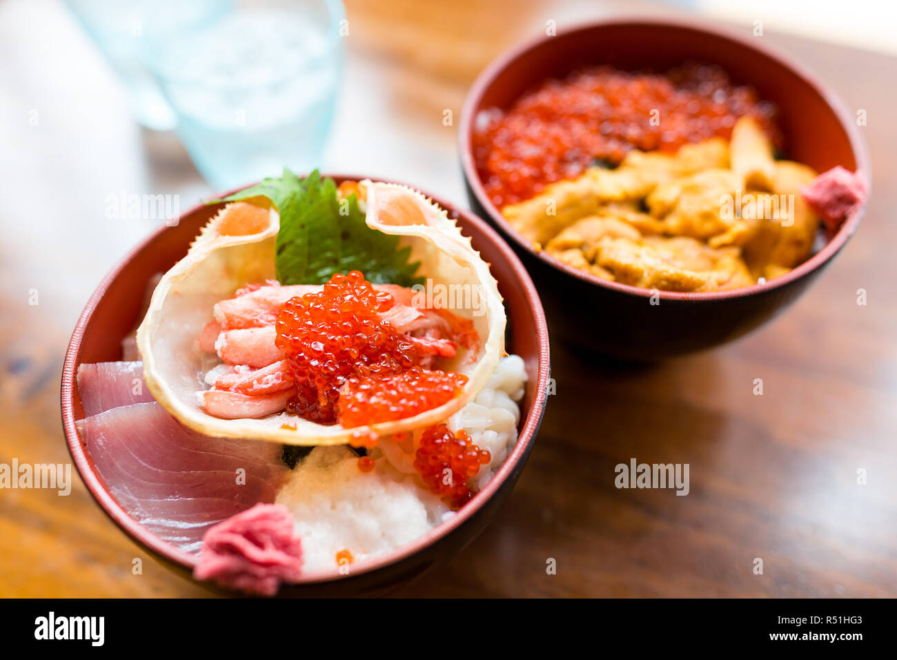 Japanese seafood rice bowl Stock Photo - Alamy