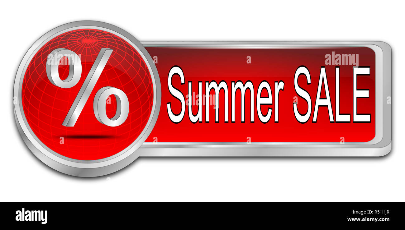 decorative red Summer Sale Button - 3D illustration Stock Photo - Alamy