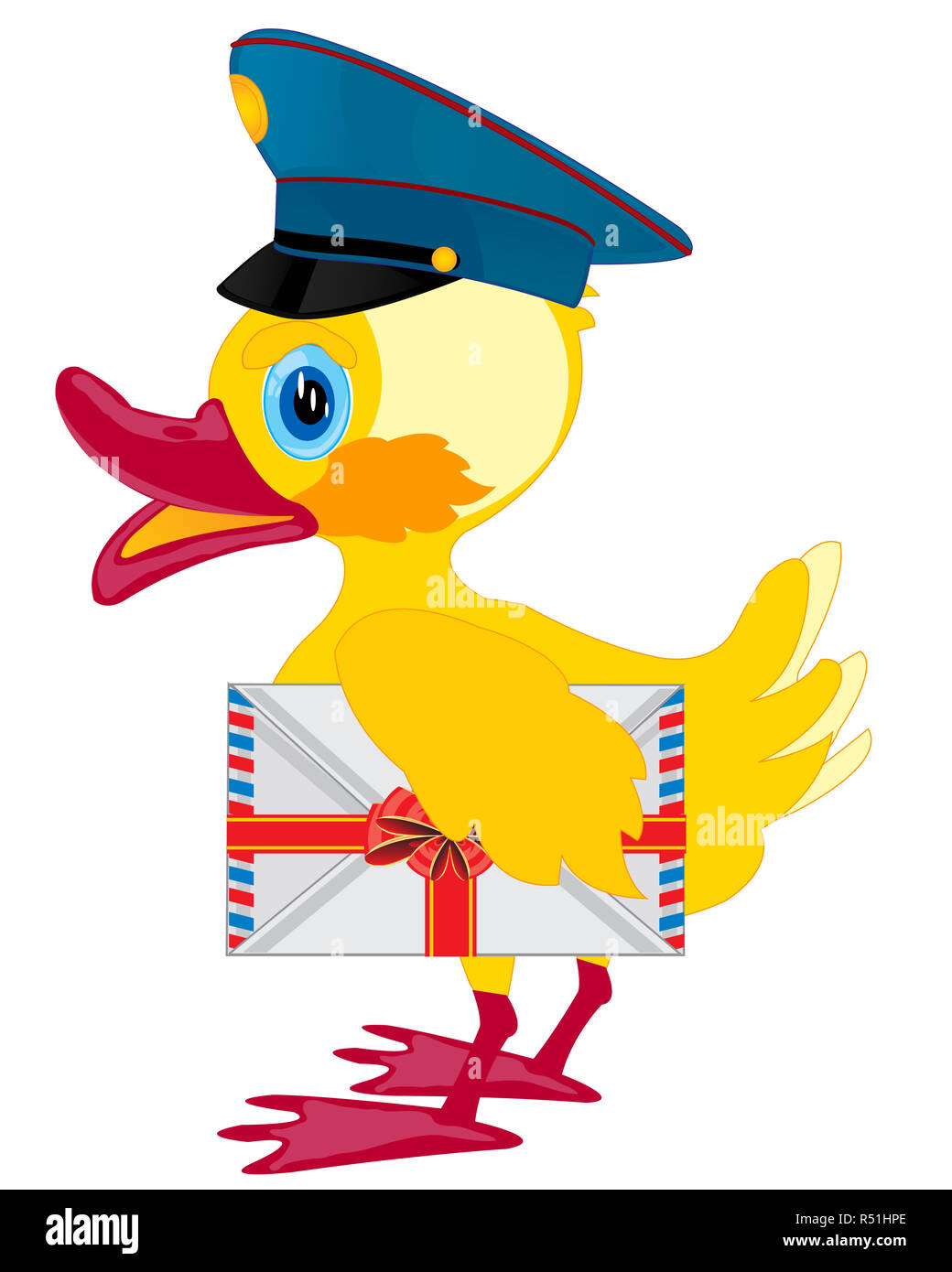 Duckling postman with envelope Stock Photo - Alamy