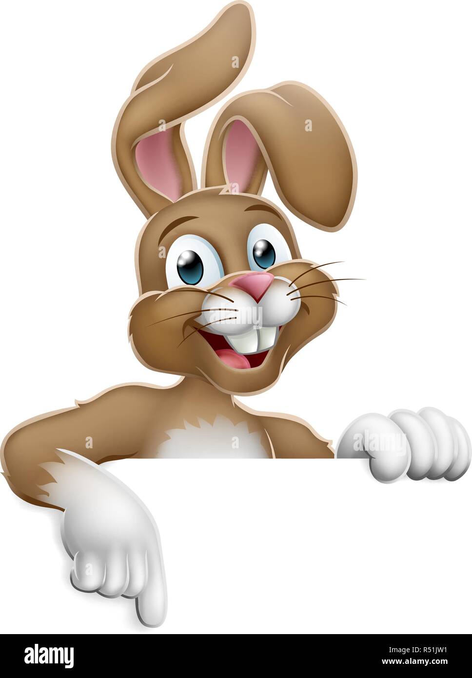 Easter Bunny Rabbit Pointing Cartoon at Sign Stock Vector Image & Art ...