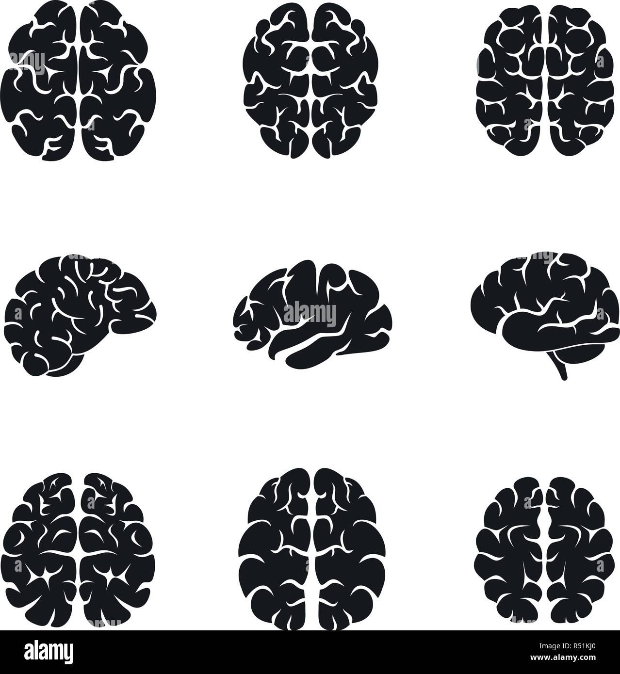Brain thinking icon set. Simple set of brain thinking vector icons for ...