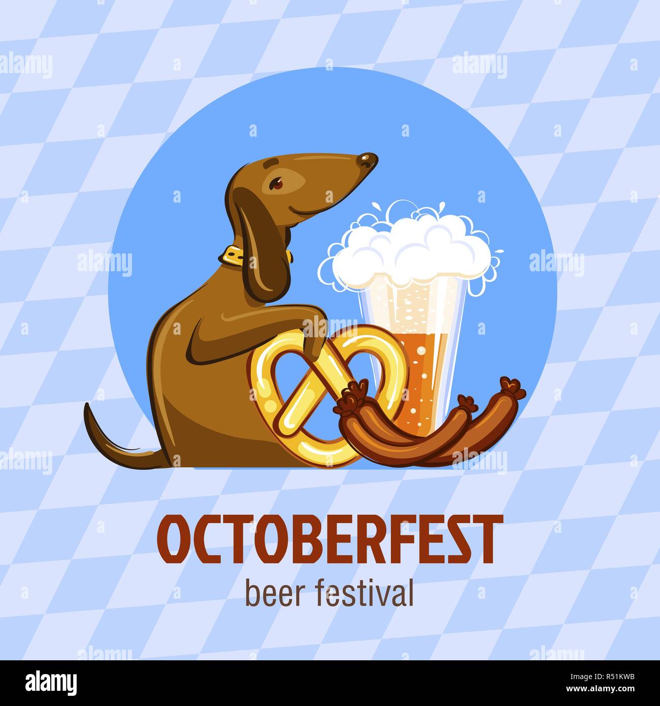 Octoberfest beer festival concept background. Cartoon illustration of ...