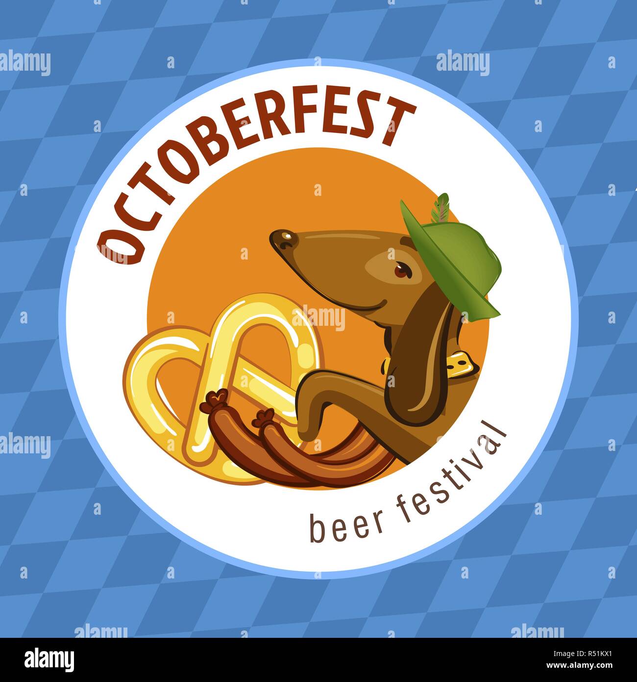 Bavarian octoberfest concept background. Cartoon illustration of ...