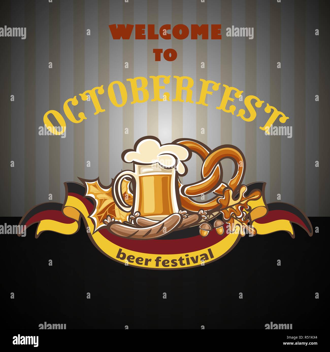 Welcome to octoberfest concept background. Cartoon illustration of ...