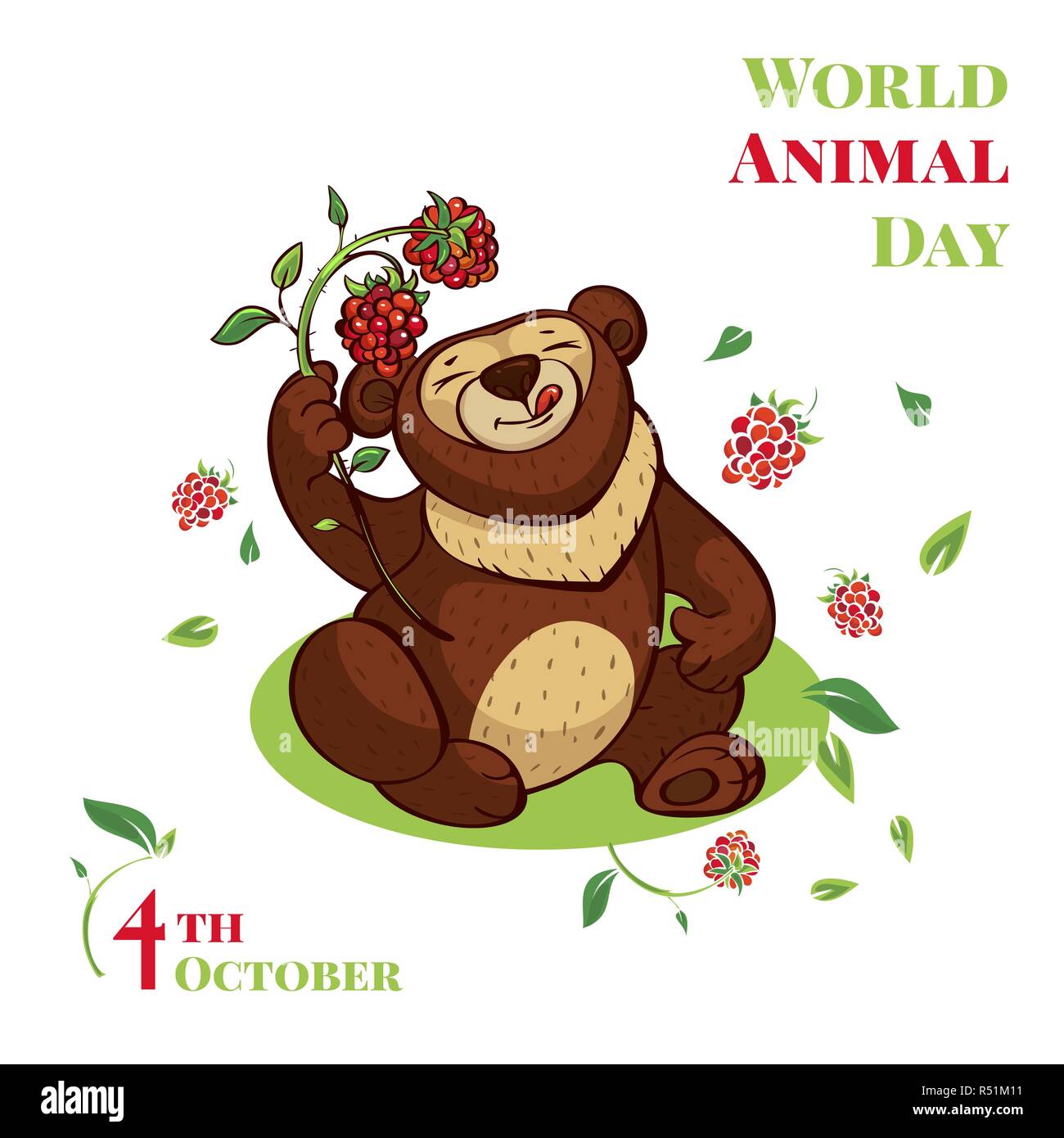 World animal day cute bear concept background. Cartoon illustration of ...