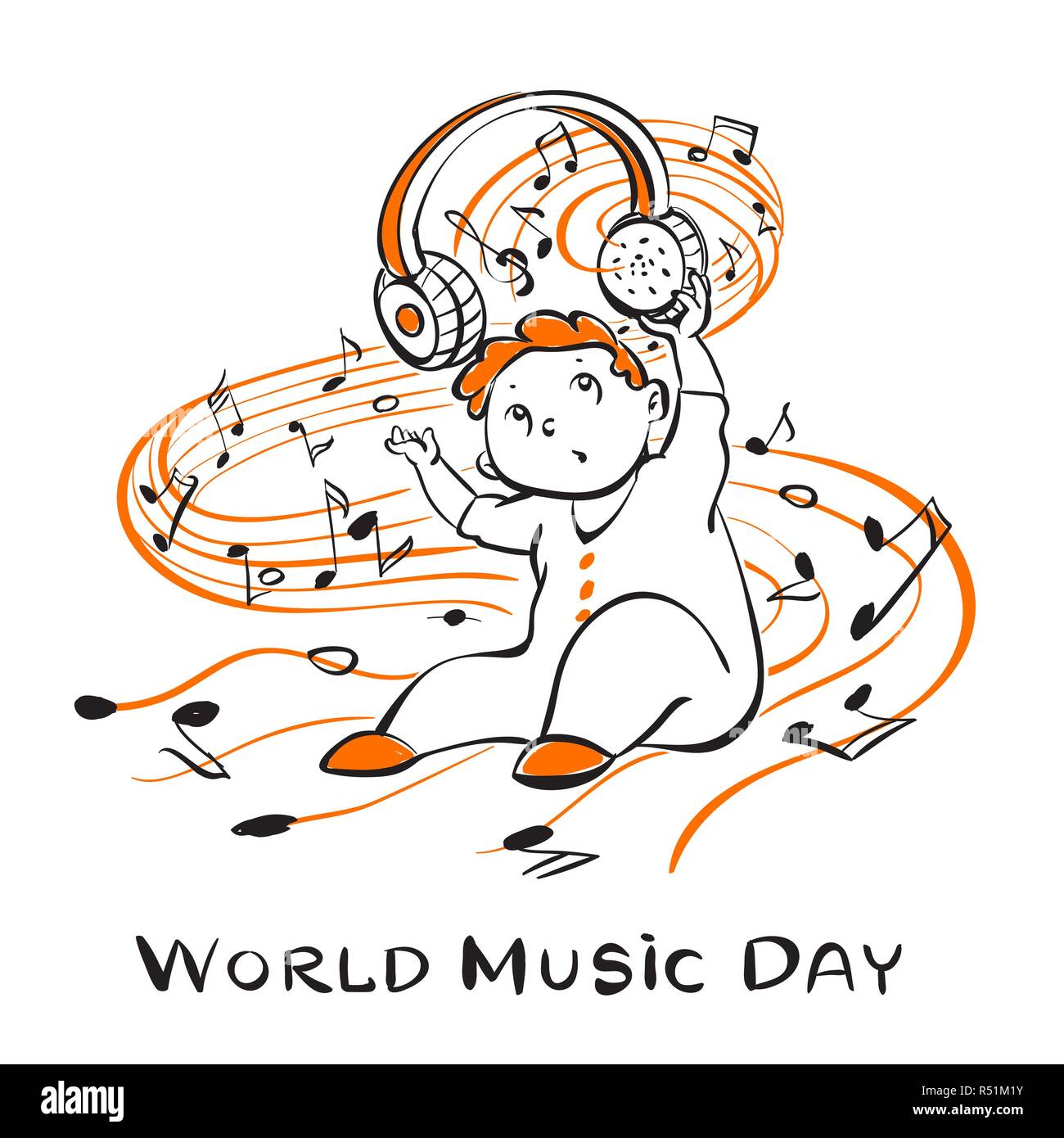 World music day concept background. Hand drawn illustration of world ...
