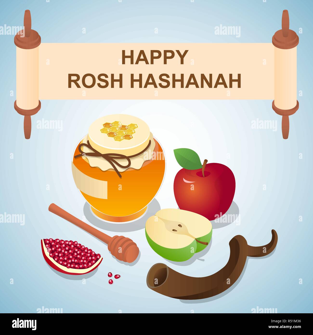 Sweet rosh hashanah concept background. Isometric of sweet rosh ...