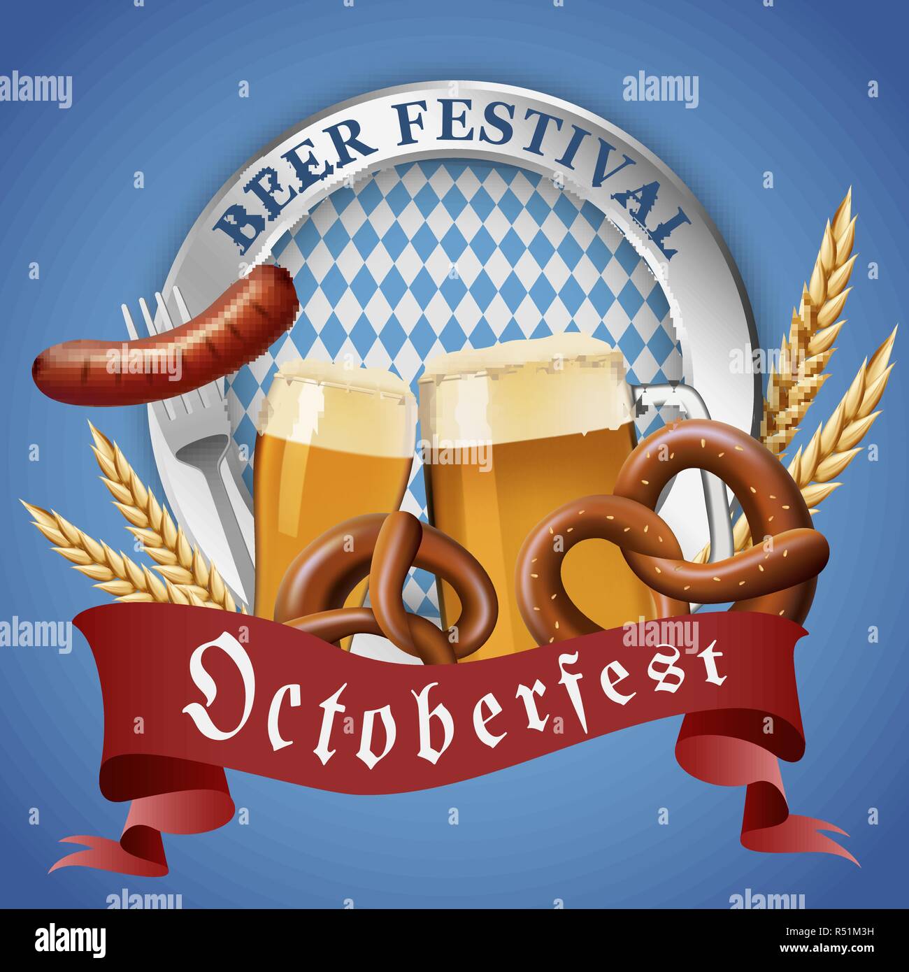 Octoberfest german beer festival concept background. Realistic ... Octoberfest german beer festival concept background. Realistic ...