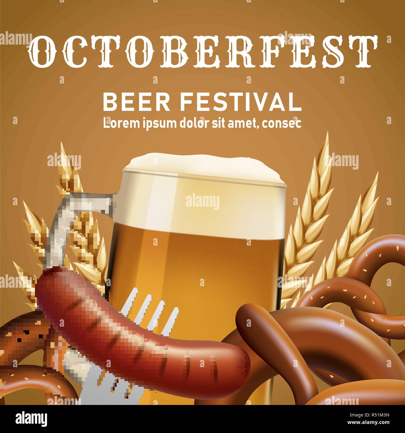 Octoberfest fectival concept background. Realistic illustration of ...