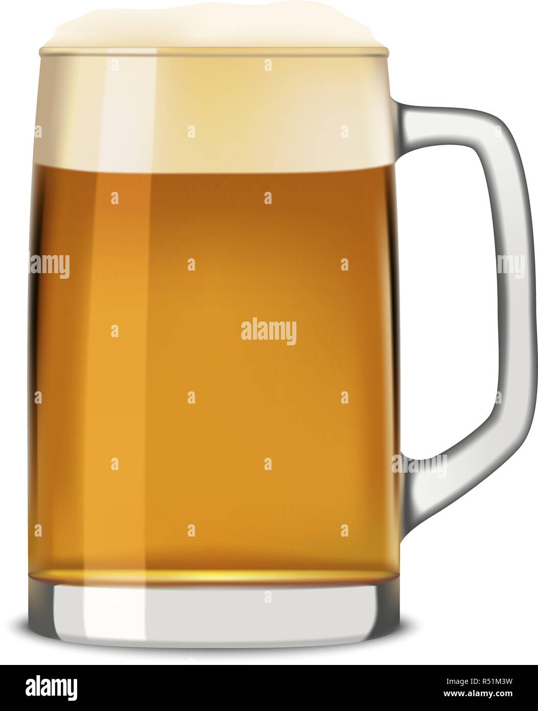 Mug of beer mockup. Realistic illustration of mug of beer vector mockup ...