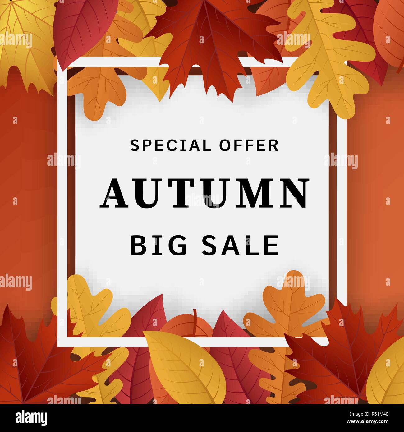 Autumn big sale concept background. Realistic illustration of autumn ...
