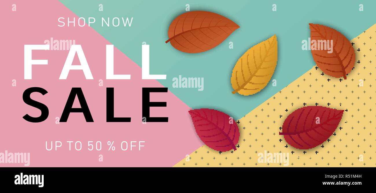 Autumn fall sale concept background. Realistic illustration of autumn ...