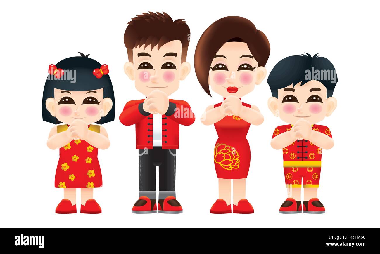 Cute asian family together Stock Vector Images - Alamy