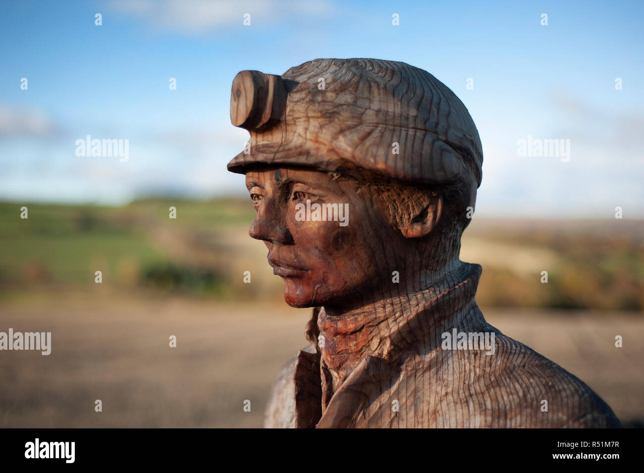 Sculpture of lead miner, Rowley Bank, Castleside.County Durham Stock ...