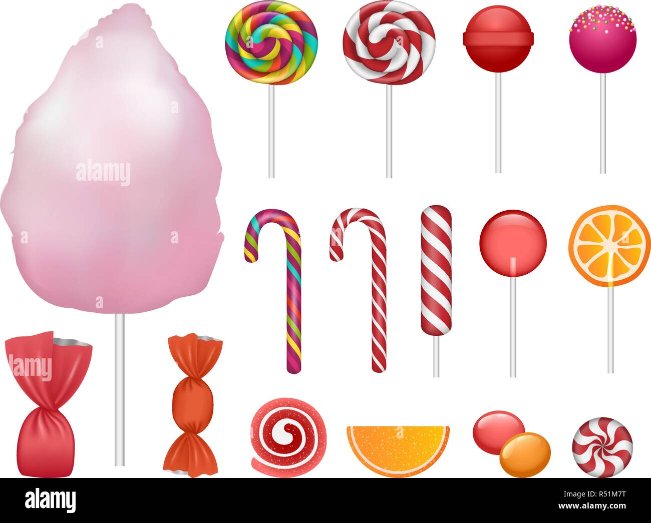 Candy icon set. Realistic set of candy vector icons for web design ...