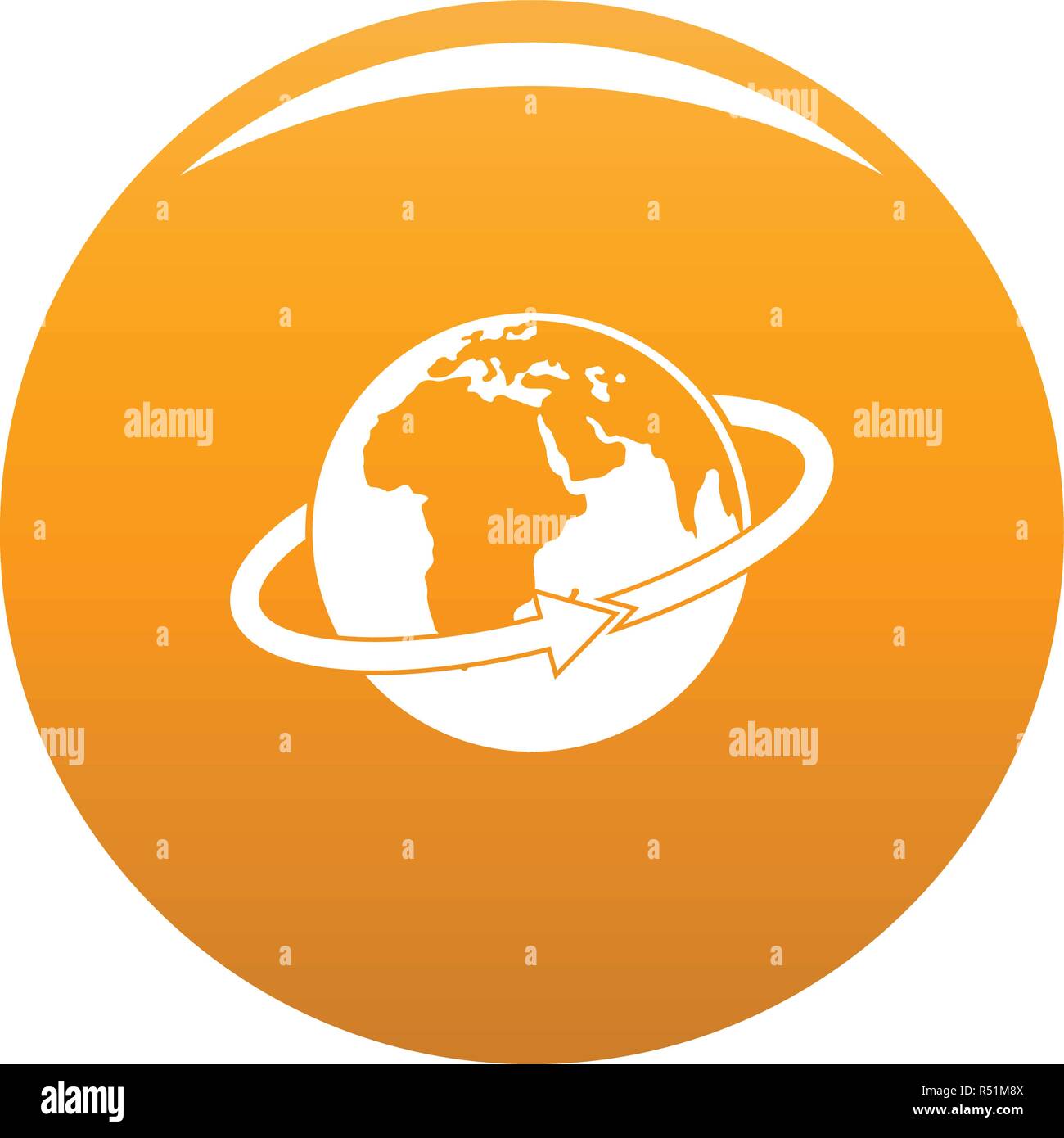 Flight around earth icon. Simple illustration of flight around earth ...