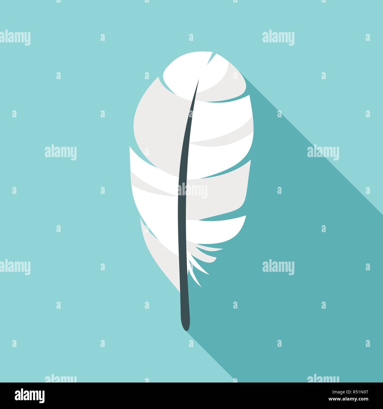 White feather icon. Flat illustration of white feather vector icon for ...